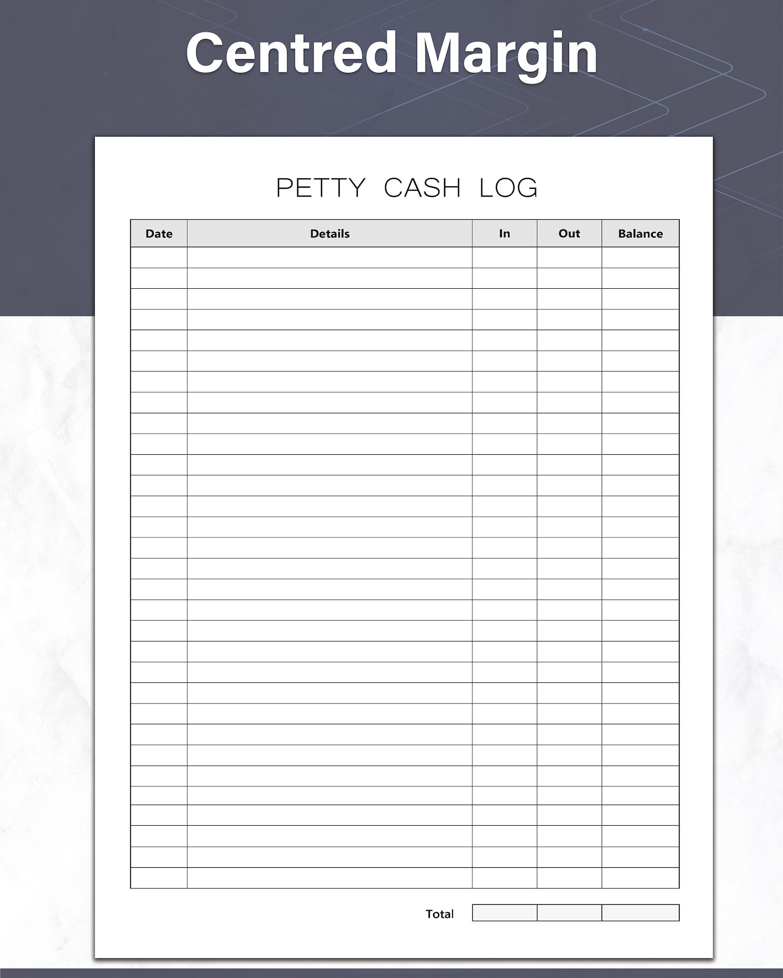 Petty Cash Log Printable Cash Flow Sheet, Simple Petty Cash Template ...