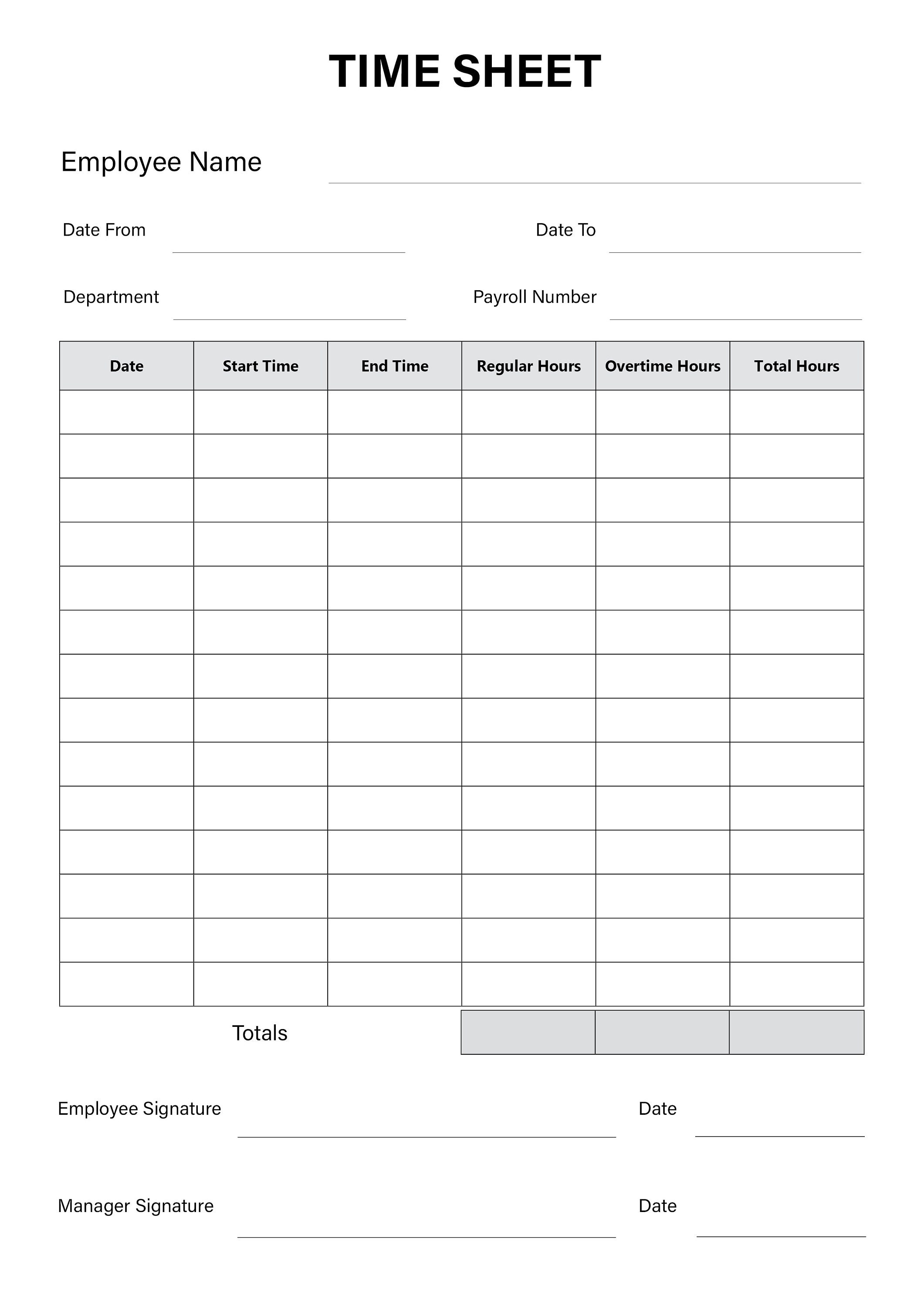 Printable Time Sheet and Work Time Tracker, Daily Work Hours Log, Ideal ...