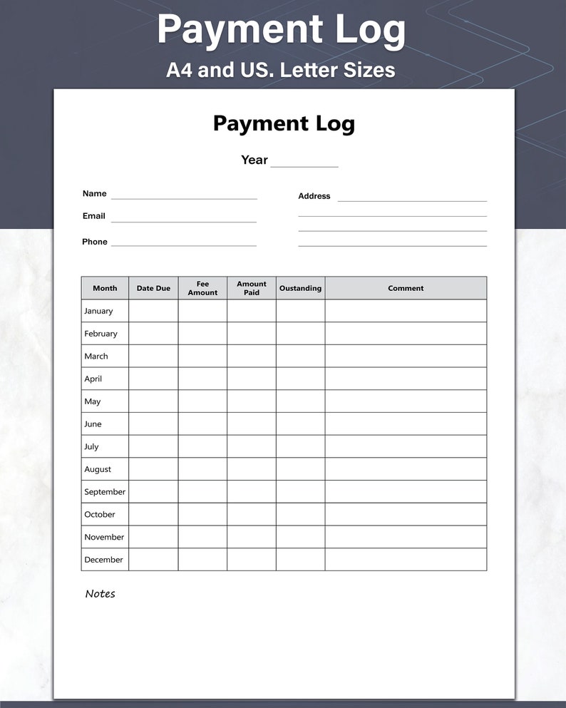 Payment Tracker, Client Payment History and Fee Payment Tracker, Ideal ...