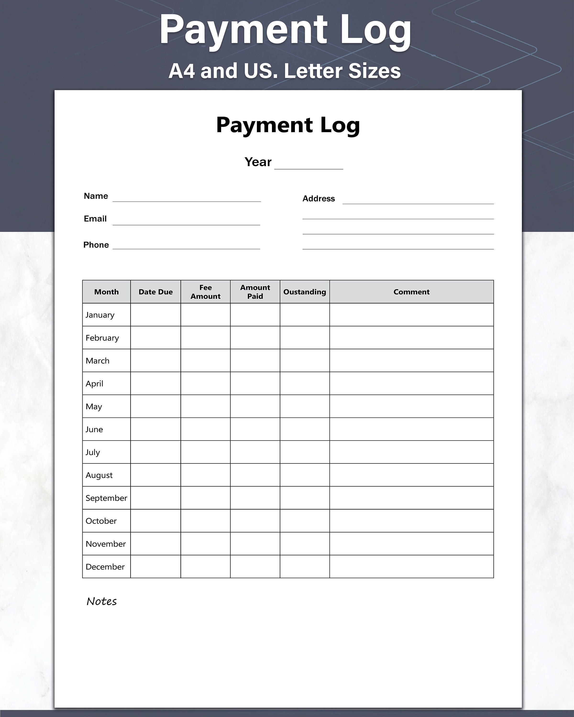 Payment Tracker, Client Payment History and Fee Payment Tracker, Ideal ...