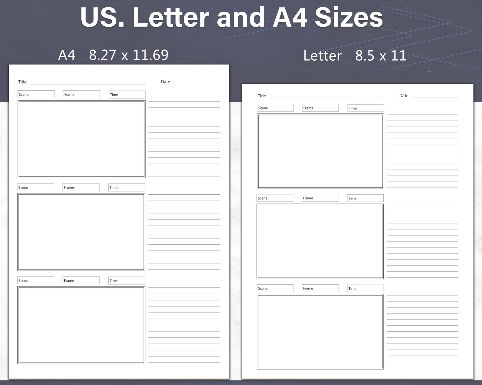 Storyboard Printable Template, Digital Collage Template and Youtube ...
