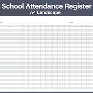 School Attendance Record Sheet, Class Attendance Register, Monthly ...