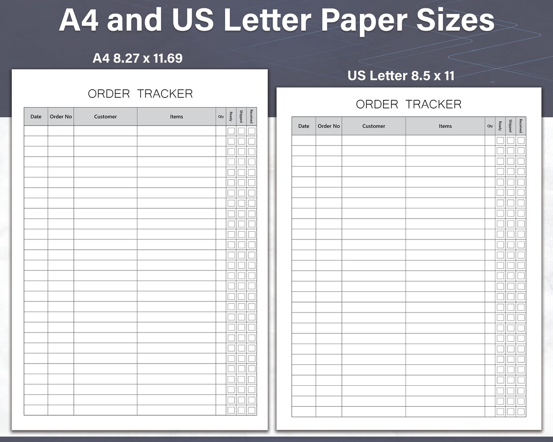 Order Tracker Printable Customer Order Log and Sales Tracker, Ideal for ...