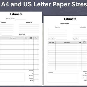 Estimate and Quote Template, Simple Estimate Form, Printable Quote and ...