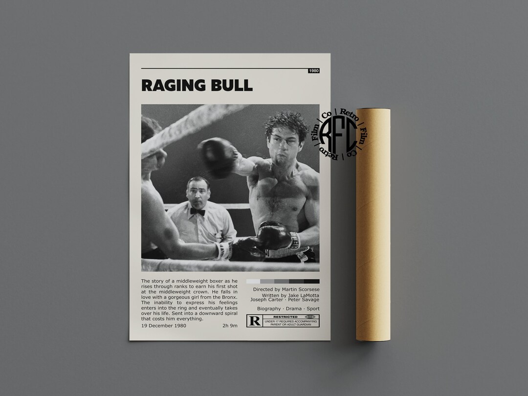 Raging Bull Retro Movie Poster Print Minimalist Movie Poster Retro ...