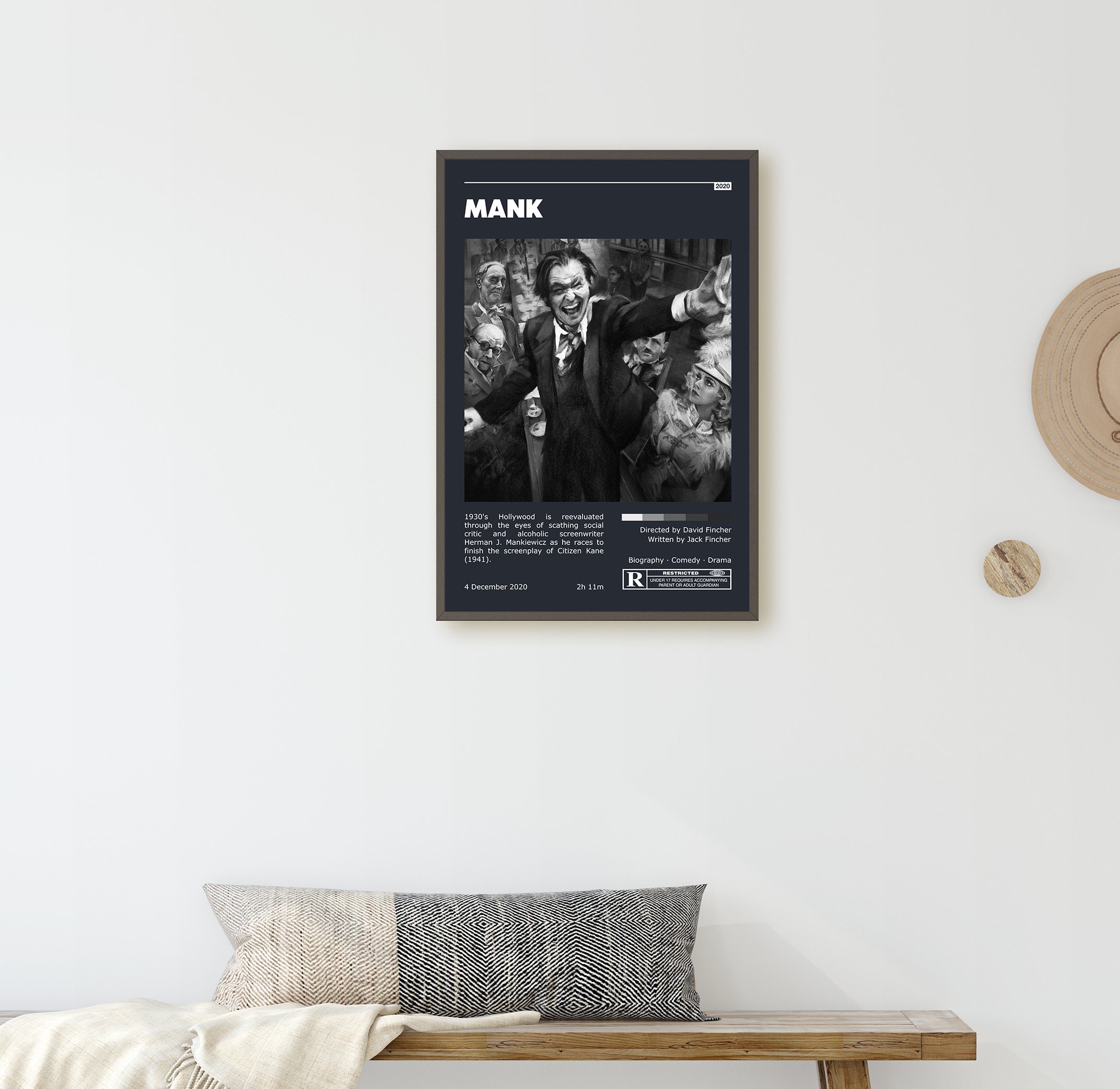 Mank Retro Movie Poster Print | Minimalist Movie Poster | Retro Vintage ...