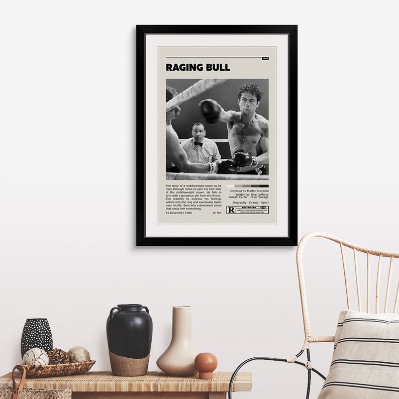 Raging Bull Retro Movie Poster Print Minimalist Movie Poster - Etsy