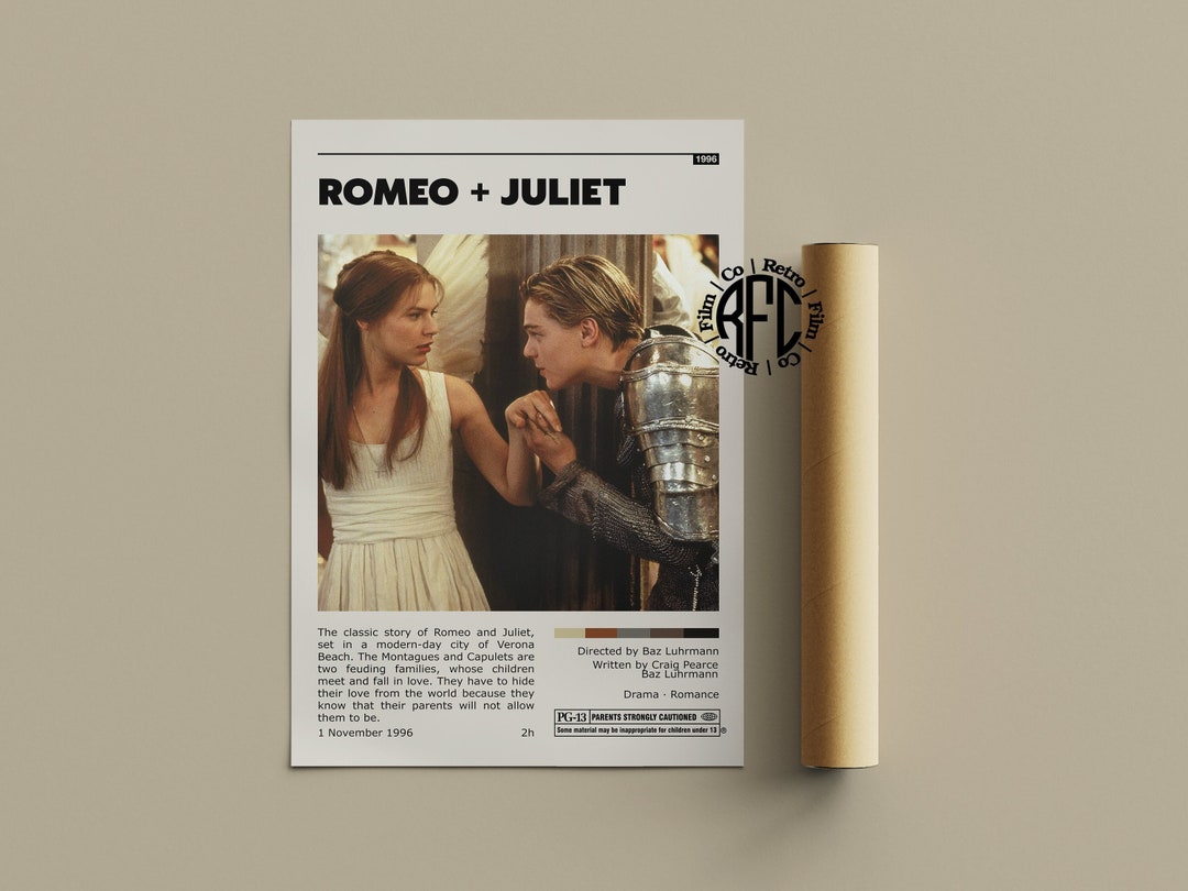 Romeo and Juliet Retro Movie Poster Print Minimalist Movie Poster Retro ...