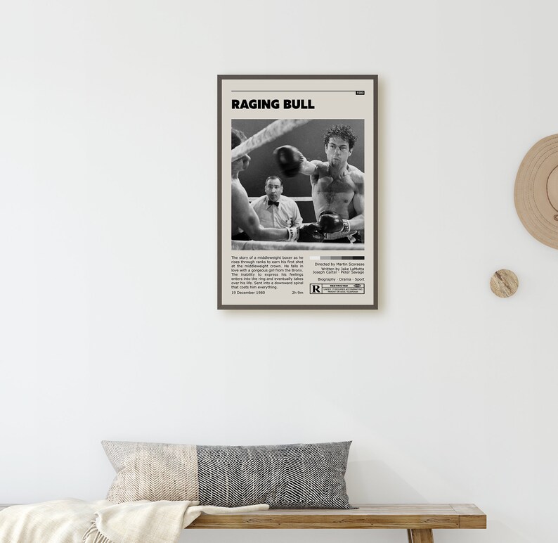 Raging Bull Retro Movie Poster Print Minimalist Movie Poster - Etsy