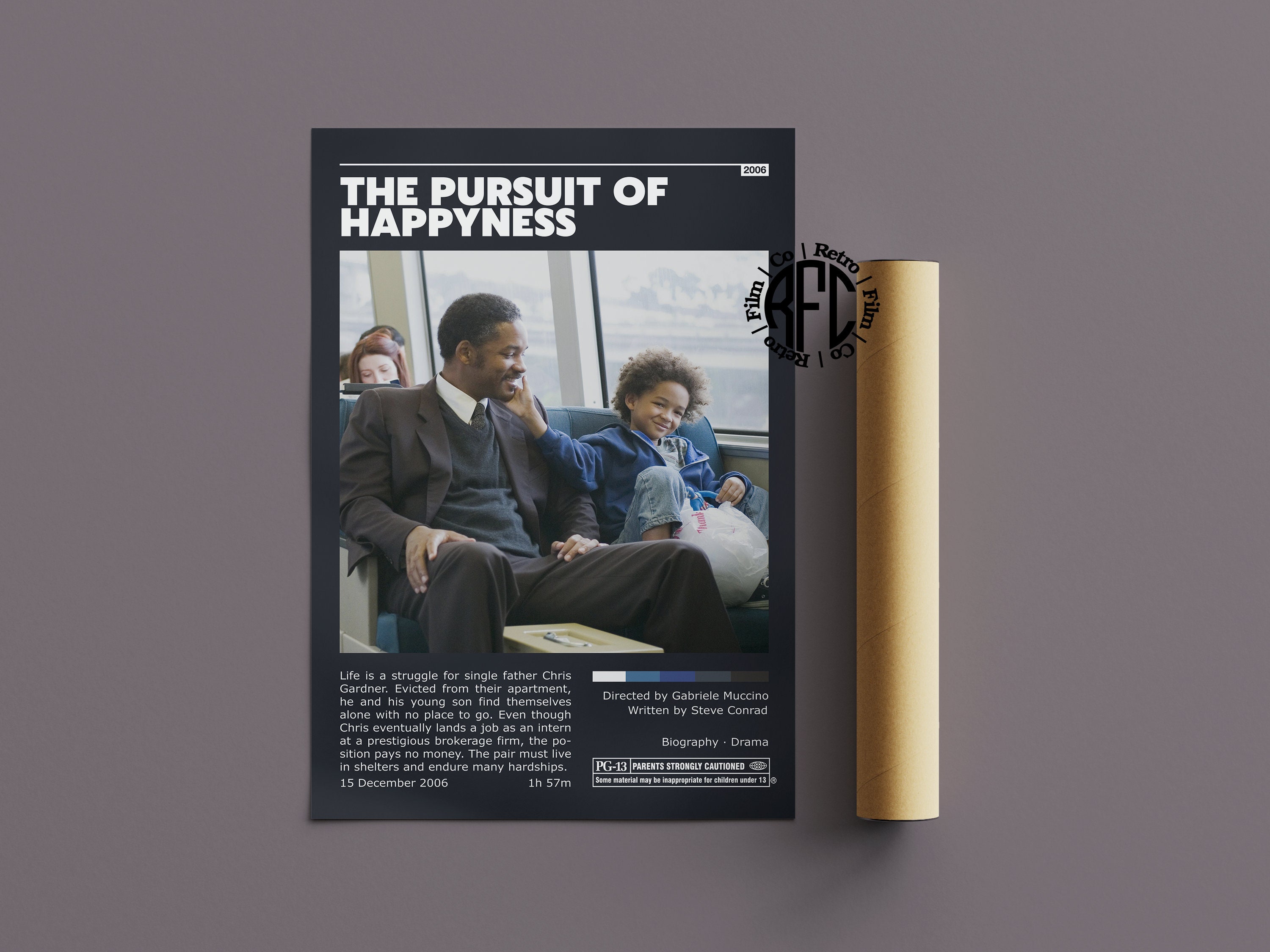 The Pursuit Of Happyness Retro Movie Poster