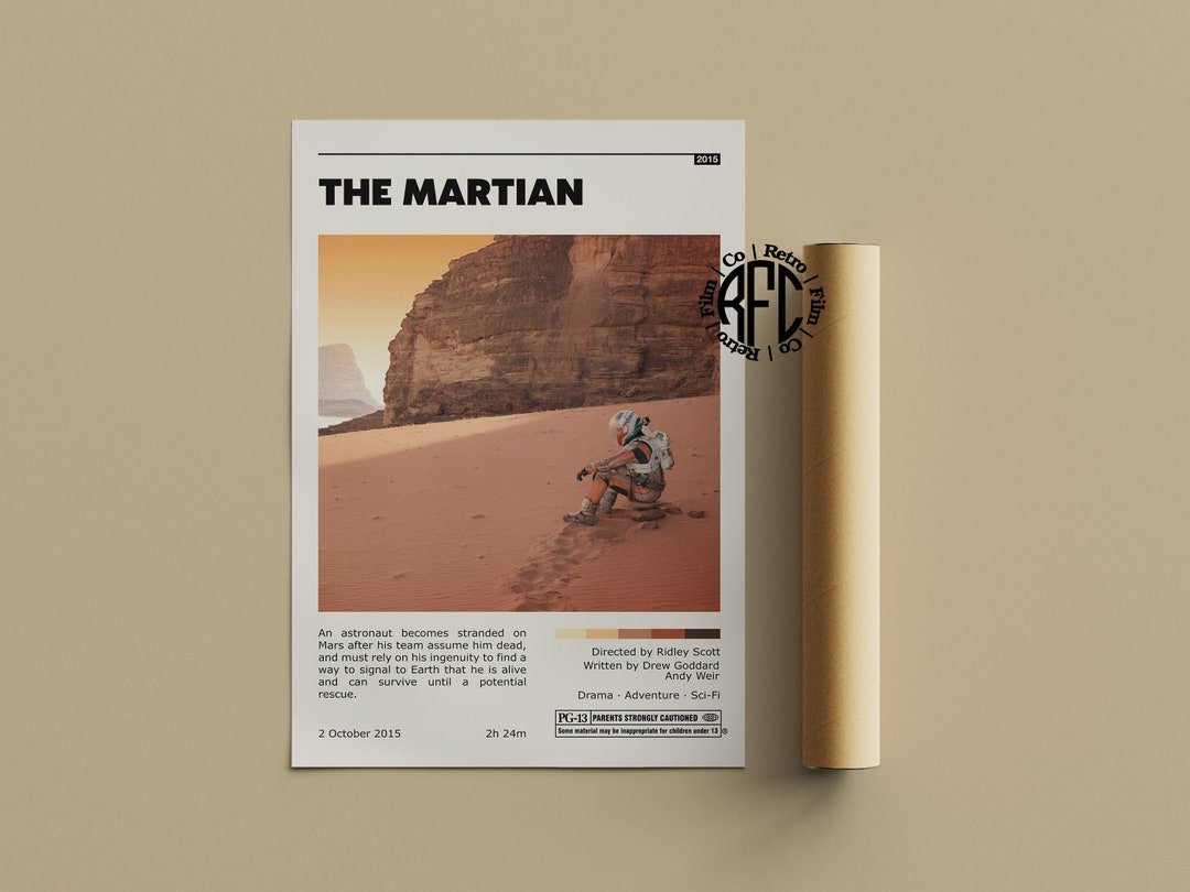 The Martian Retro Movie Poster Print Minimalist Movie Poster Retro ...