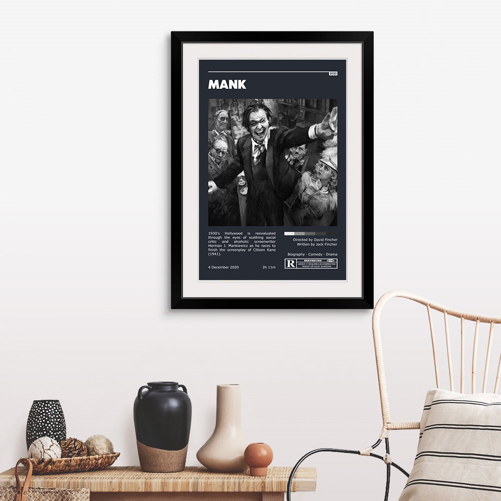 Mank Retro Movie Poster Print | Minimalist Movie Poster | Retro Vintage ...