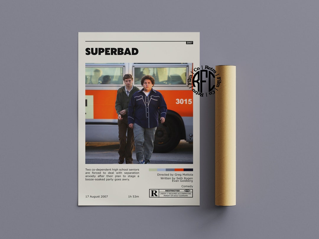 Superbad Retro Movie Poster Print Minimalist Movie Poster Retro Vintage ...