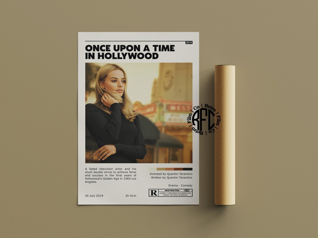Once Upon A Time in Hollywood Retro Movie Poster Print Minimalist Movie ...