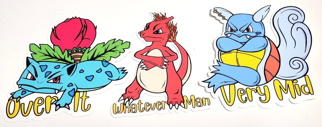Charmeleon, Ivysaur, Wartortle - 3 Pokemon Attitude Vinyl Sticker Set ...