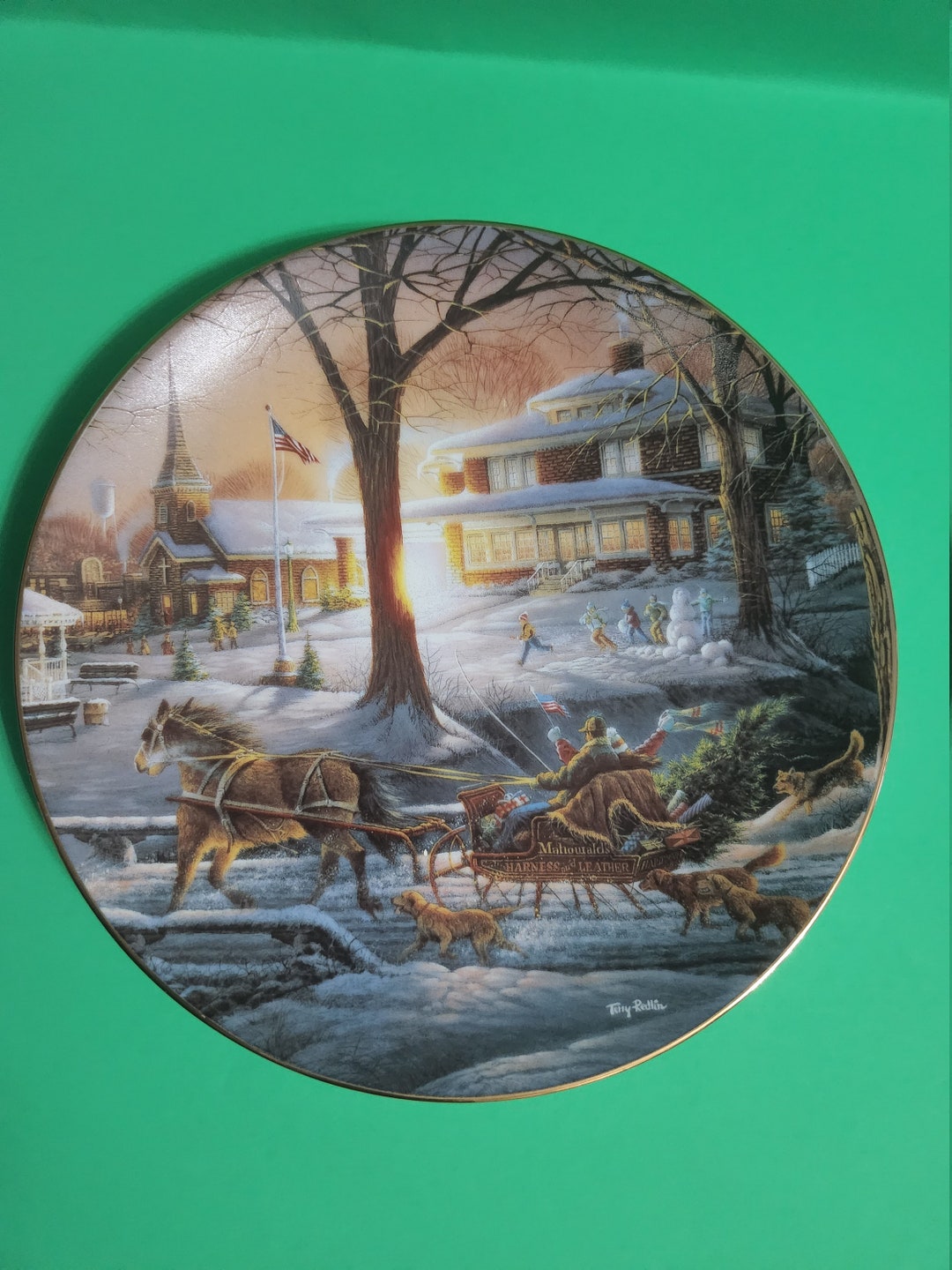 Terry Redlin "racing Home" Annual Christmas Series Porcelain Plate ...
