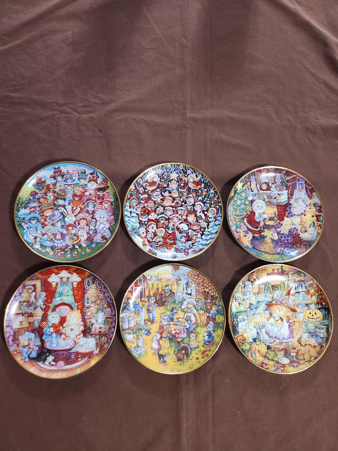 Various Fine Porcelain Cat Plates by Artist Bill Bell, Numbered, the ...