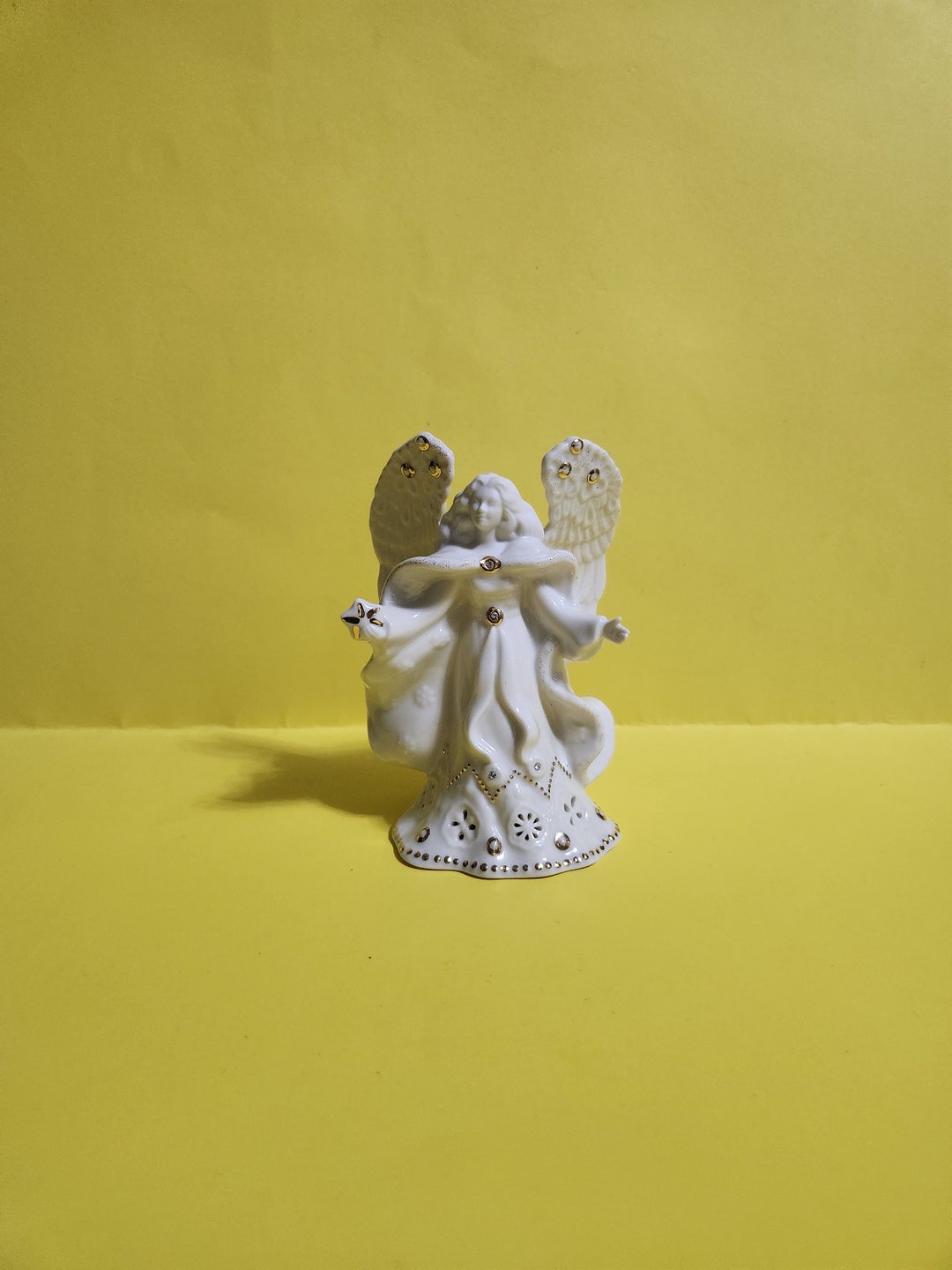Lenox Cream Colored Angel Figurine With Gold and CZ Accents **free ...