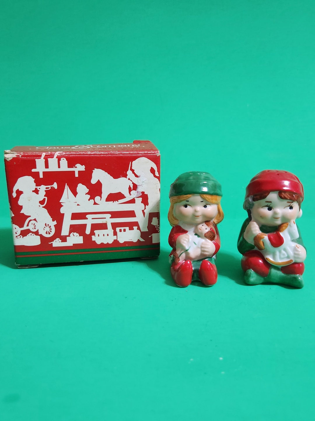 Avon Claus & Company Santa's Helpers Porcelain Salt and Pepper Shakers ...