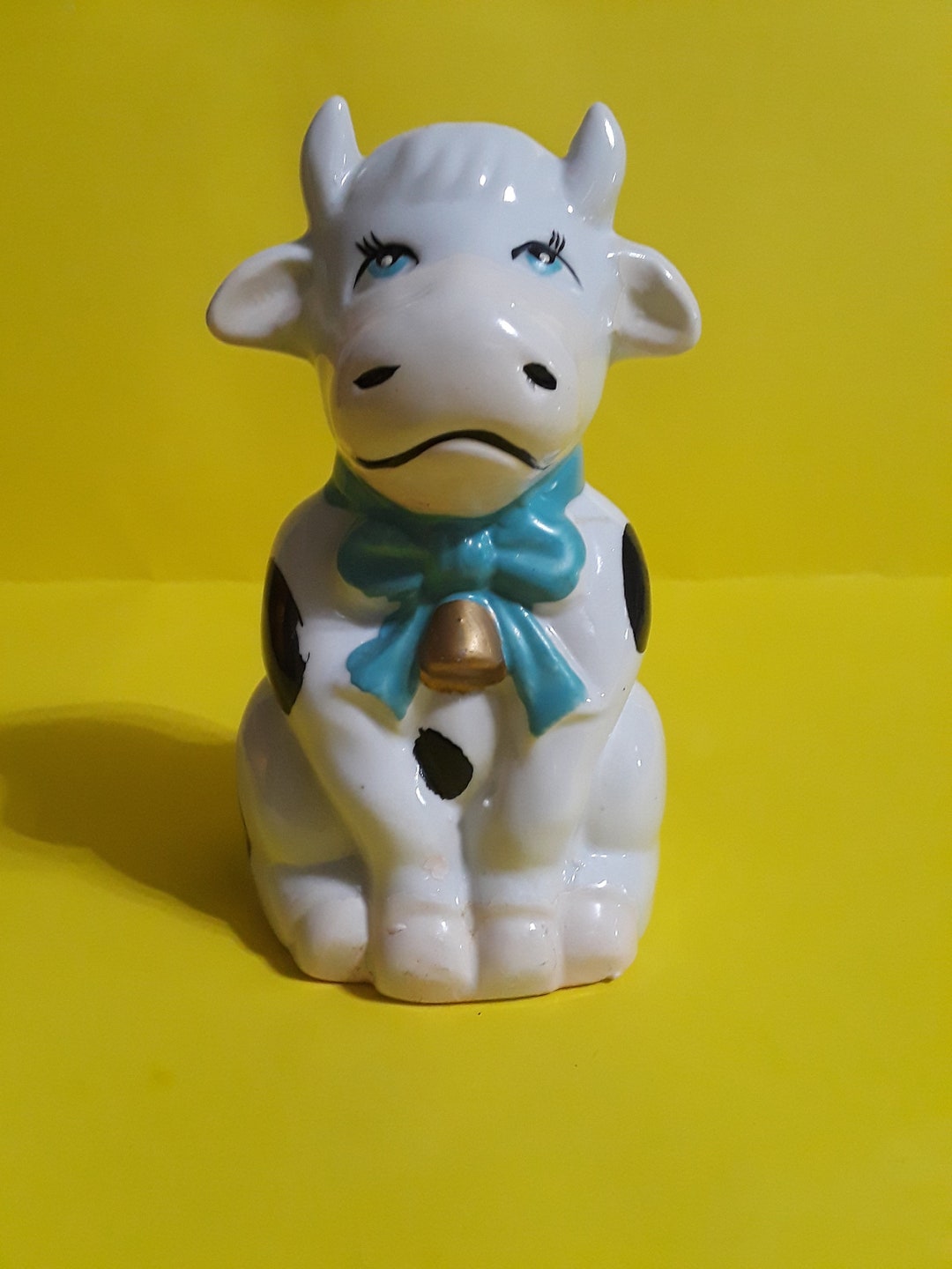 Porcelain/ceramic Black and White Cow Shaped Bell free Shipping - Etsy