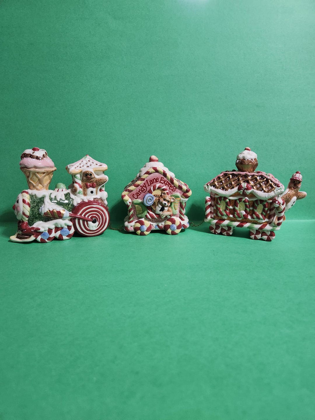 Fitz & Floyd Candy Lane Express Train Christmas Set, 2001 **free ...