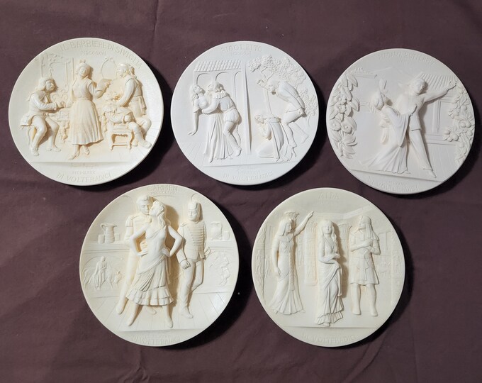 La Scala Grand Opera Alabaster Plates, Made in Italy, 1970s, Comes With ...