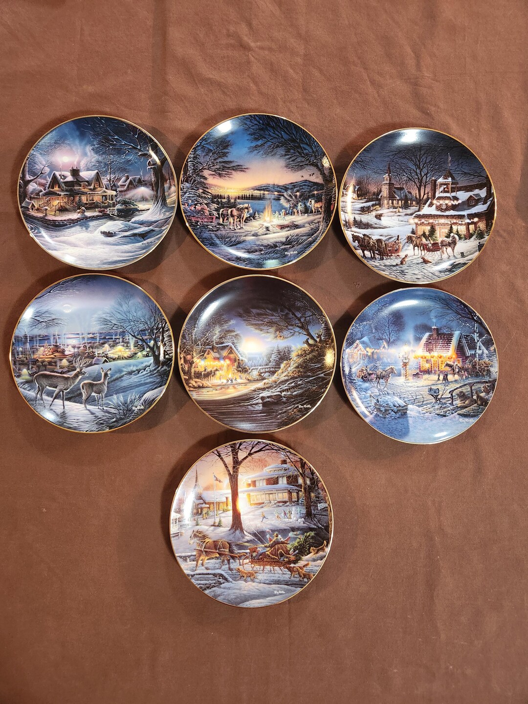 Various Terry Redlin Christmas Themed Plates W/coas, Numbered **free ...