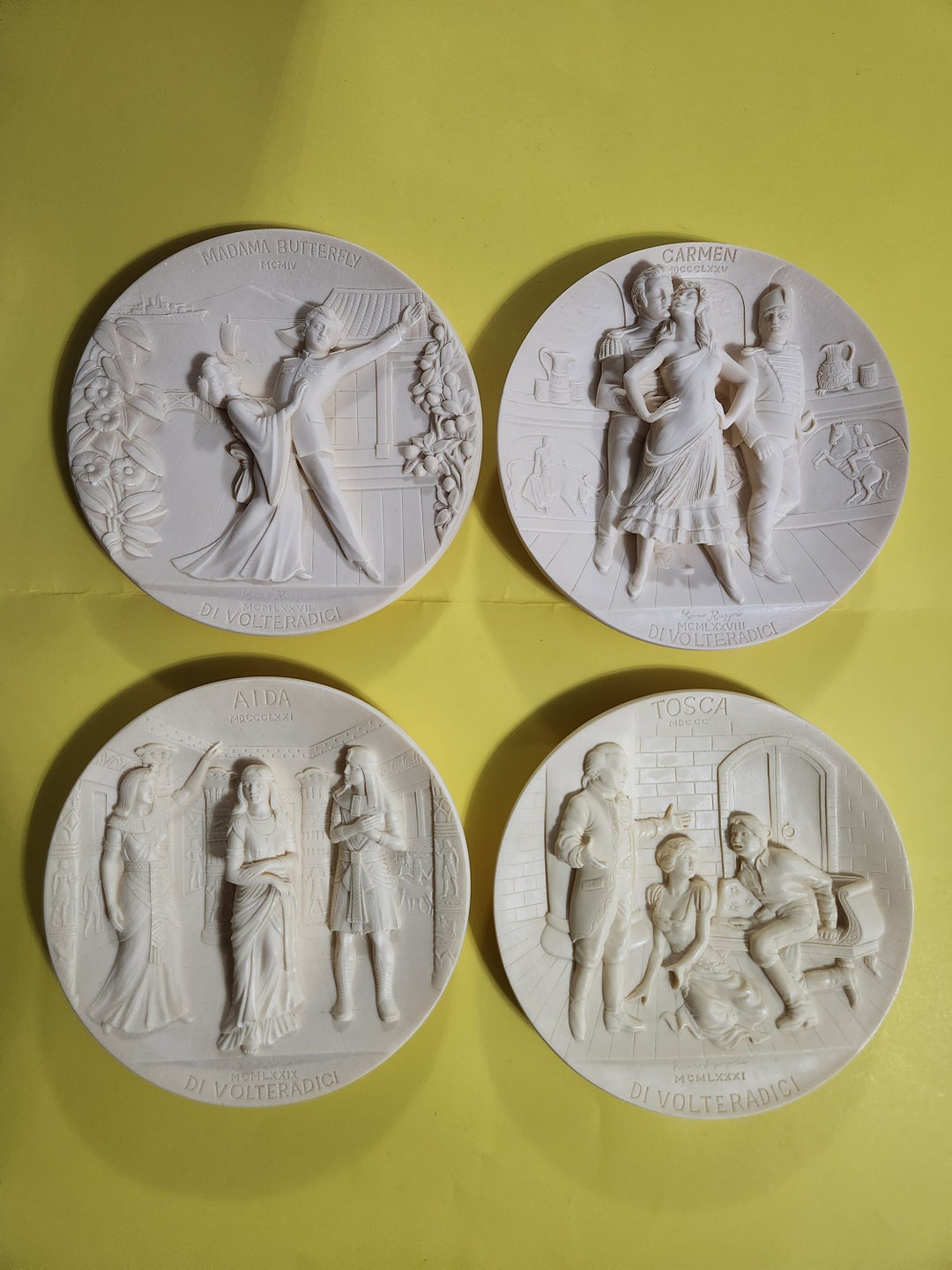 La Scala Grand Opera Alabaster Plates, Made in Italy, 1970s, Comes With ...