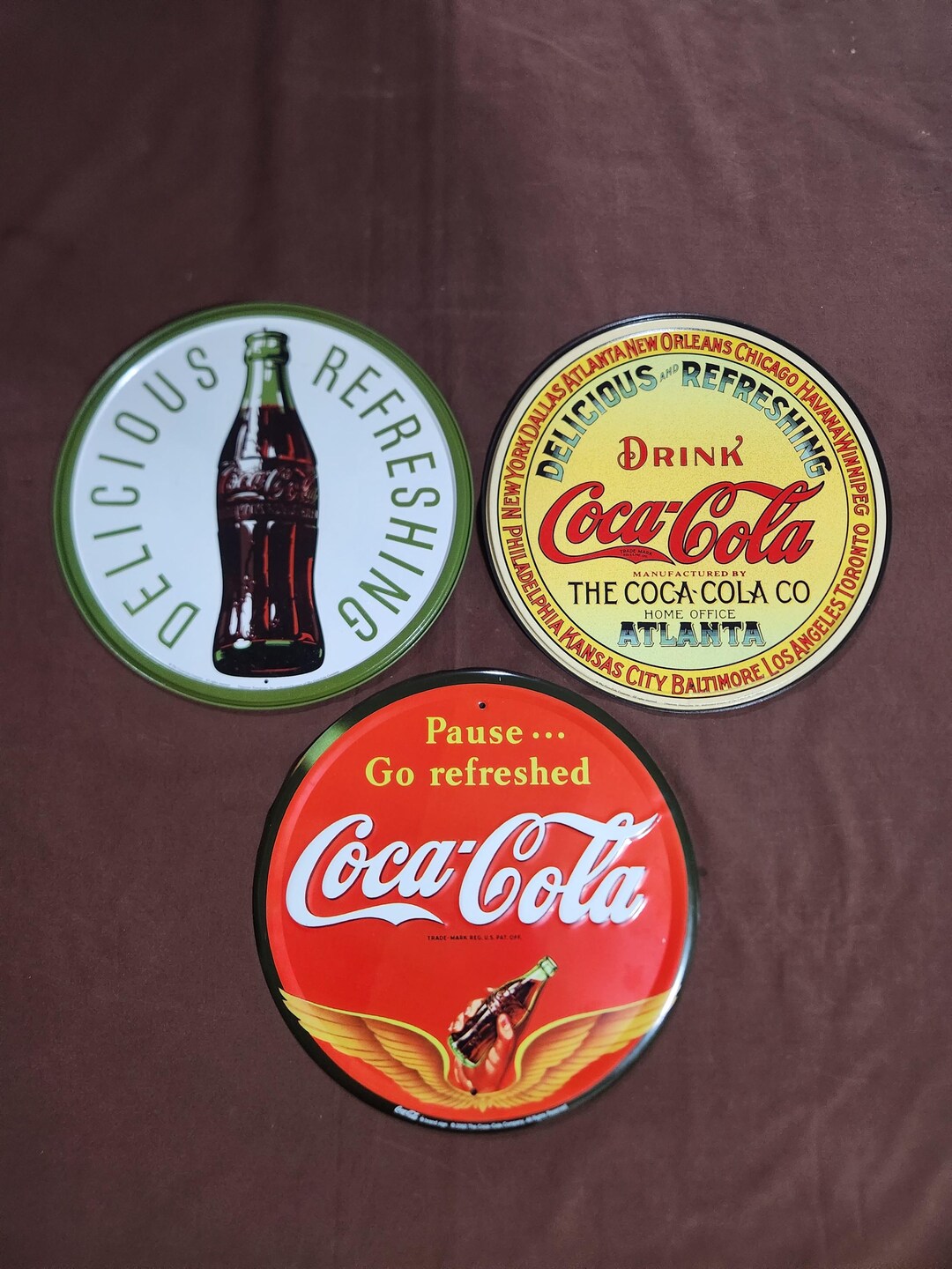 Group of 3 Round Coca-cola Replica Signs **free Shipping** - Etsy