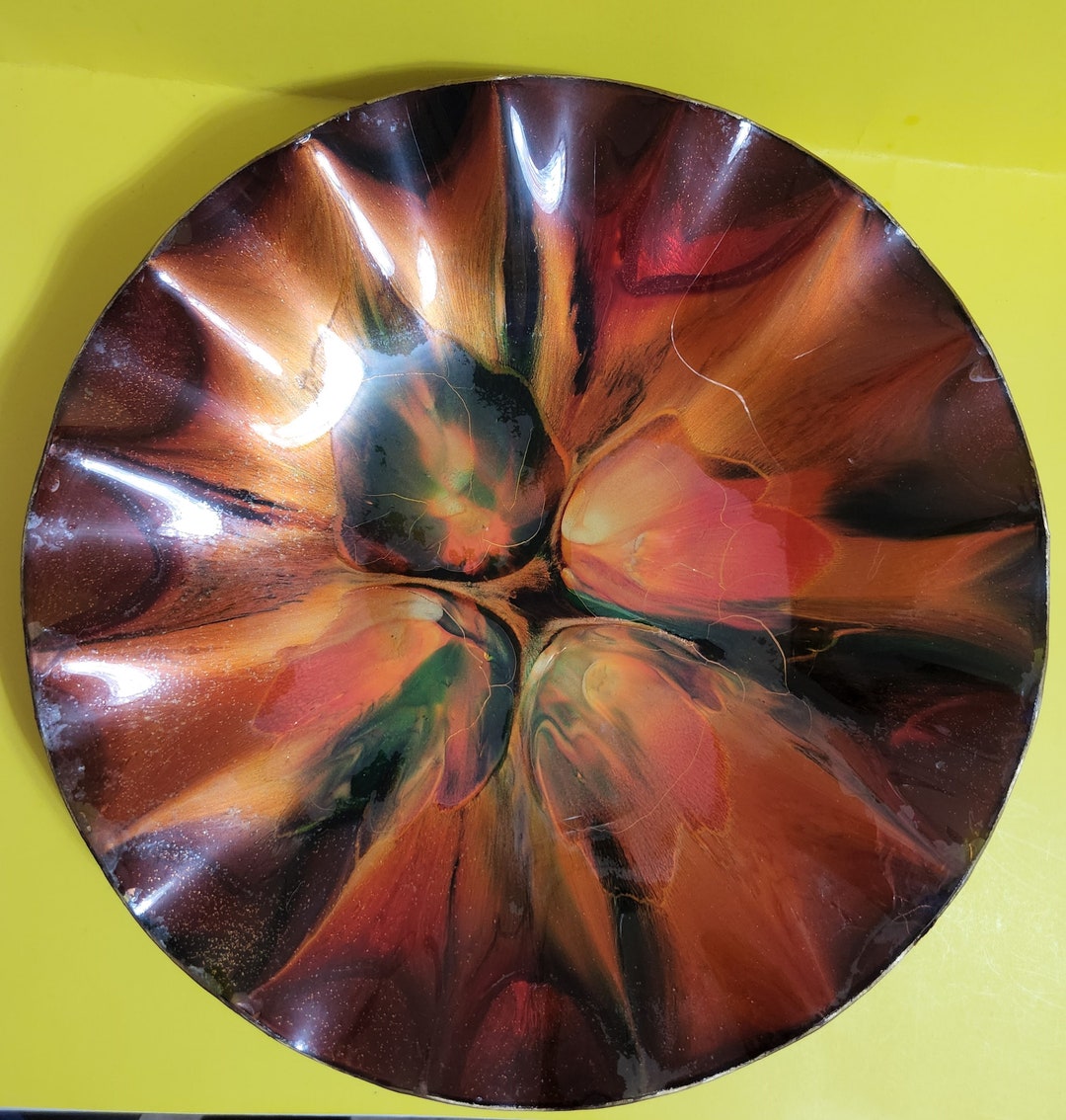 Seetusee Glassware by Mayfair Red and Gold Genuine Leather Backed Bowl ...