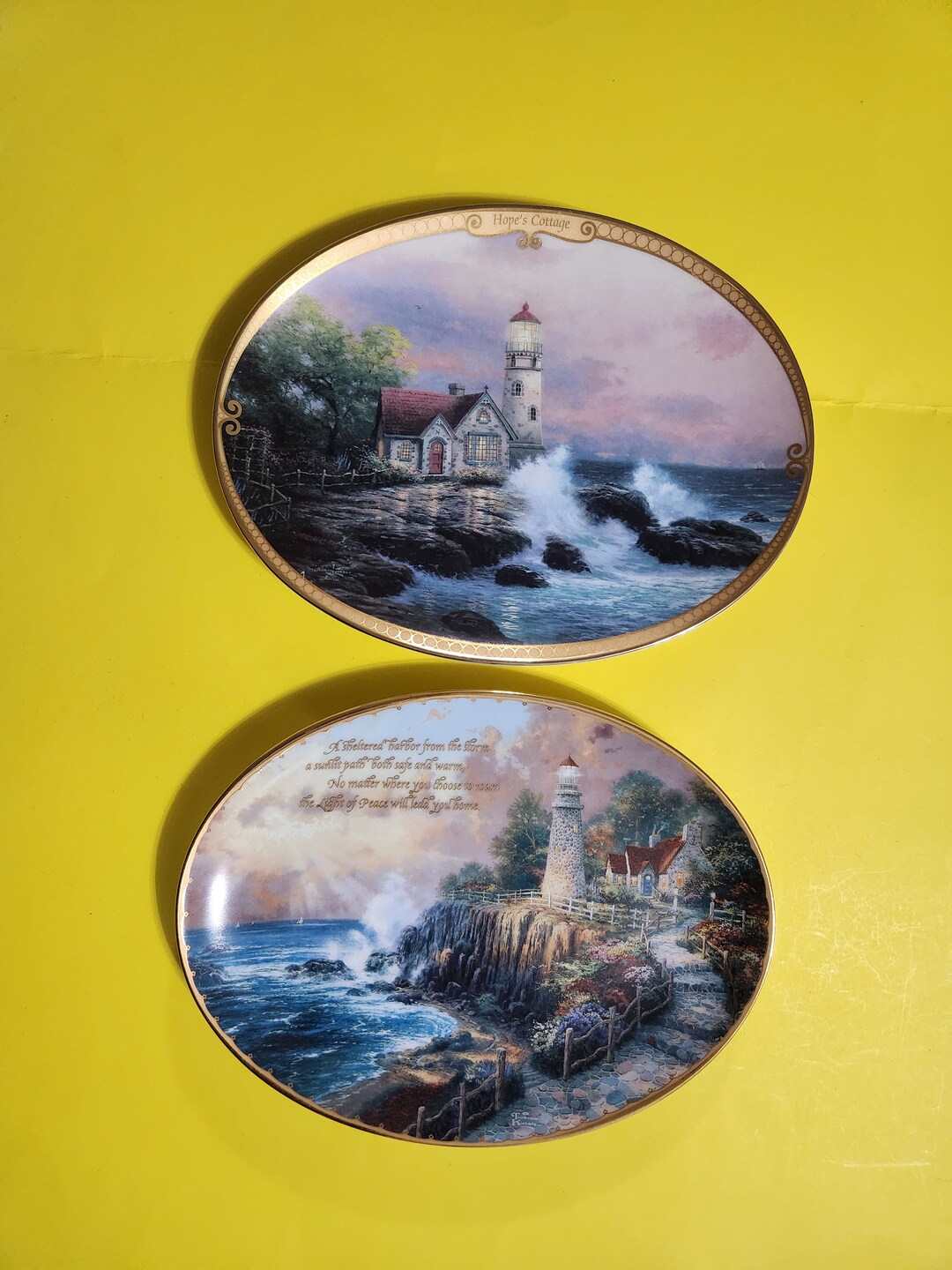 Various Thomas Kinkade Oval Lighthouse Plates From the 1990's **free ...