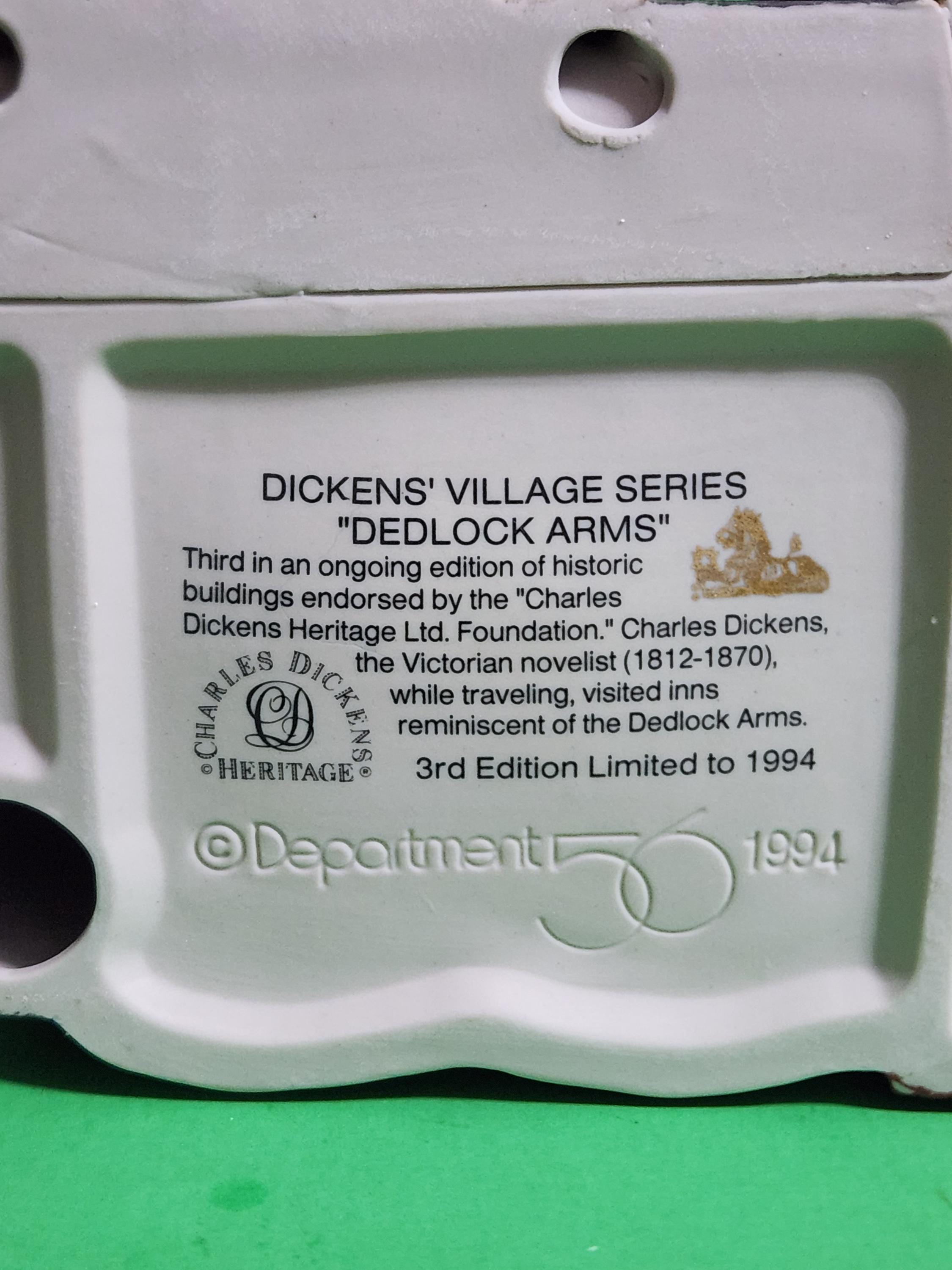 Department 56 Dickens' Village Series "dedlock Arms", 3rd Edition, 1994 ...
