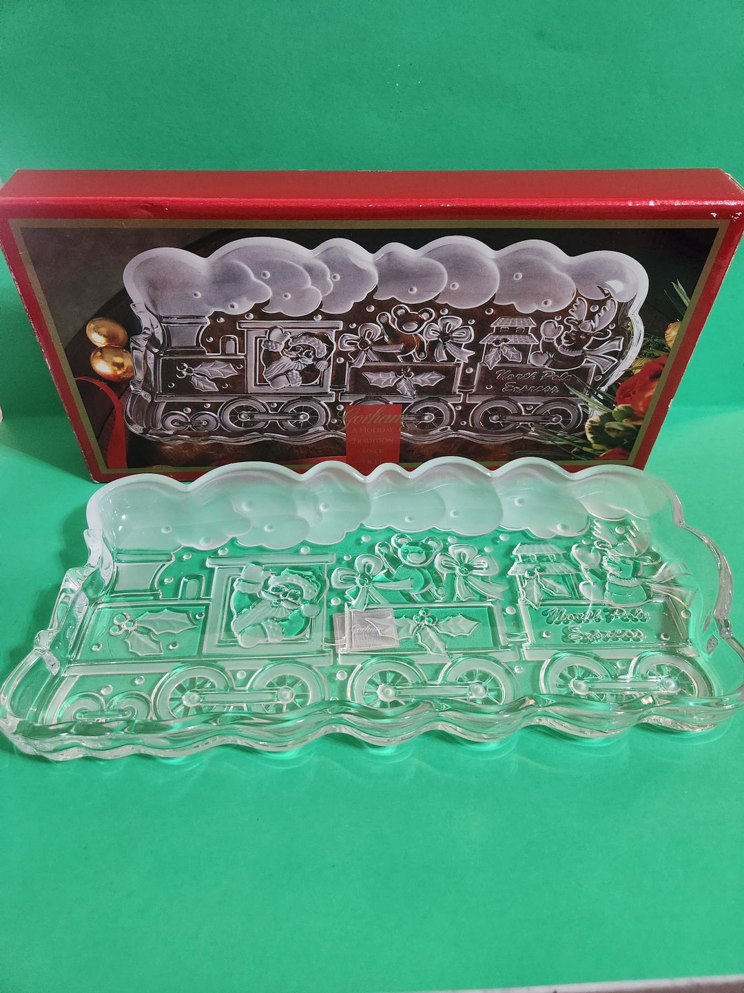 Gorham Crystal Holiday Traditions North Pole Express Train Serving Tray ...