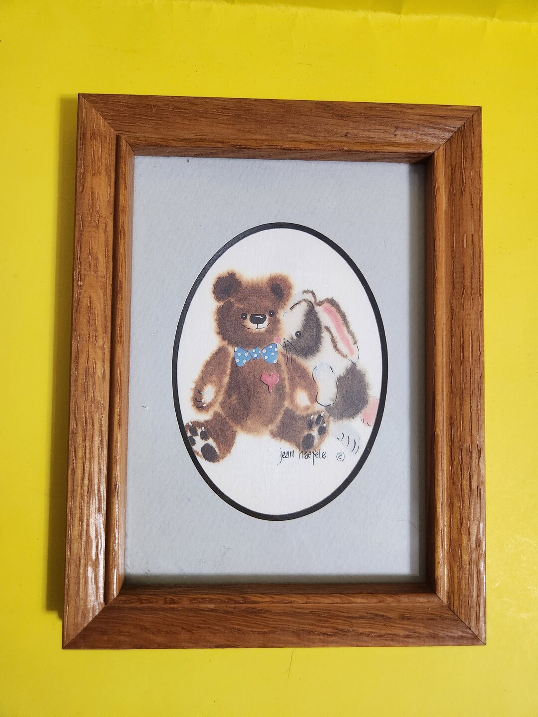 Jean Haefele 5 X 7 Framed Print of a Bunny and Teddy Bear, Artist ...