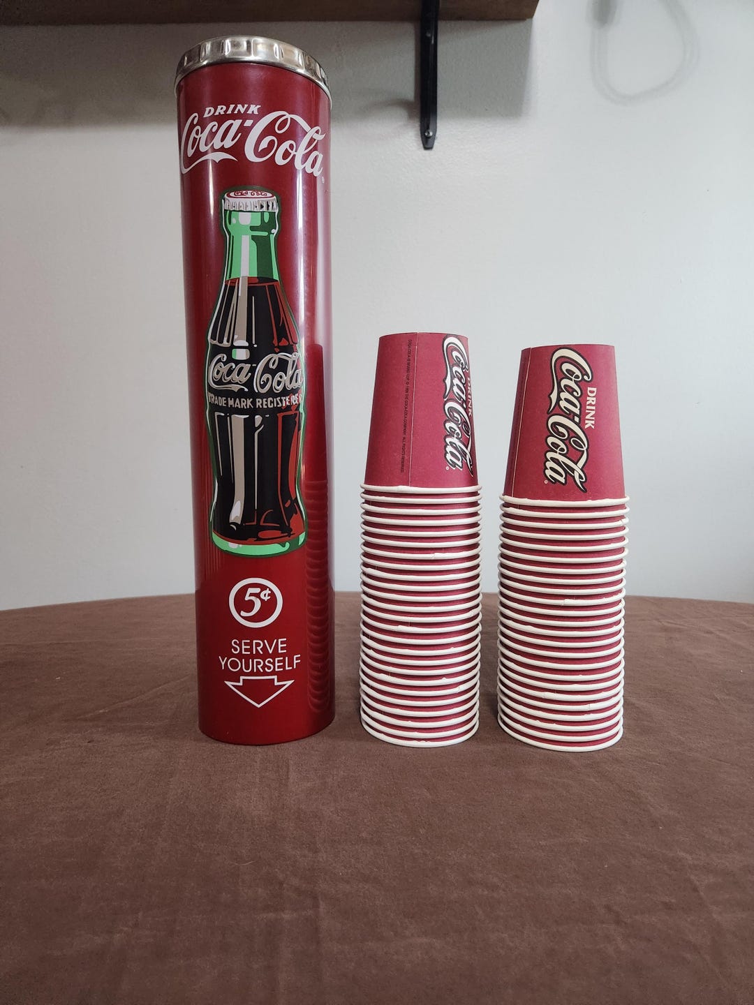Coca-cola Wall Mounted Paper Cup Dispenser Including Beverage Cups in ...