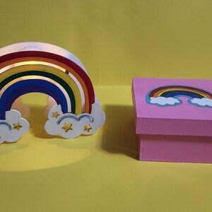 Wooden Hand Painted Rainbow Light up Decoration and Jewelry/storage Box ...