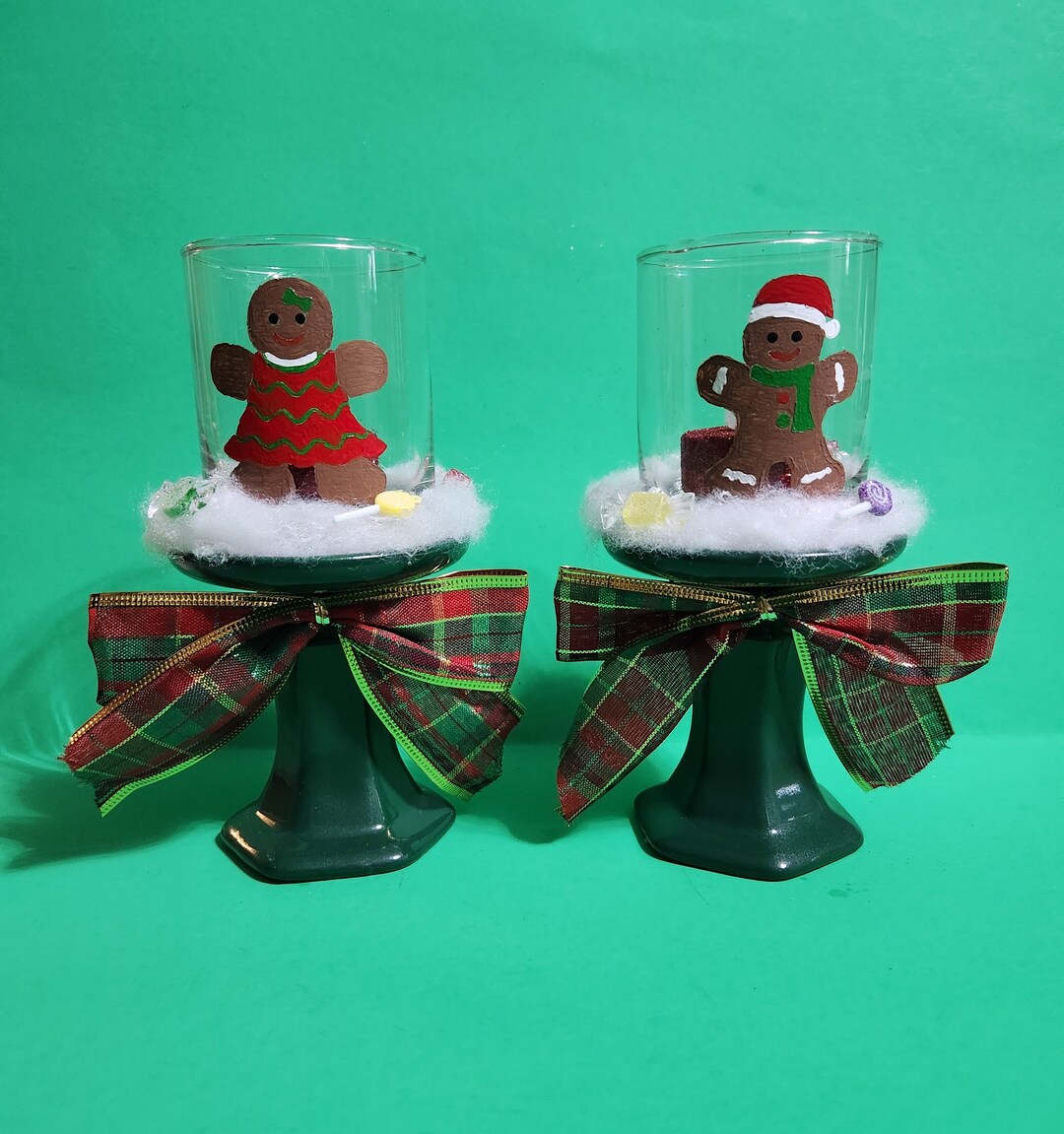 Handmade and Hand Painted Mr. & Mrs. Gingerbread Man Christmas Tealight ...