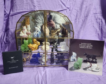 Franklin Mint Curio Cabinet Cats 1986 Mirrored Display Cabinet and 15 ...