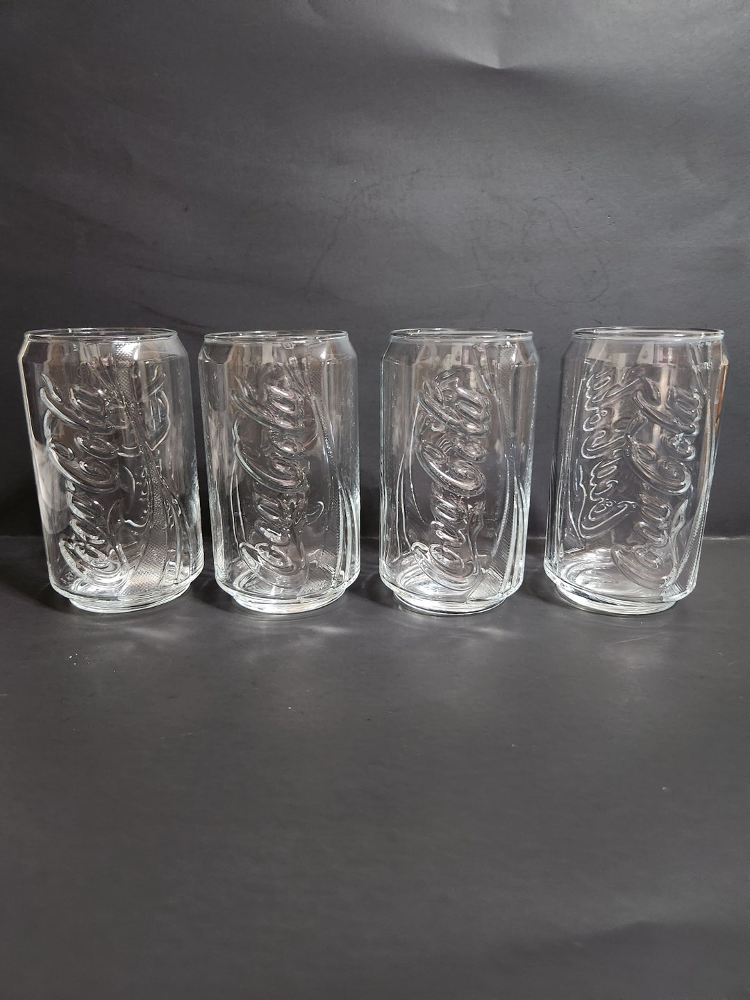 Set of 4 Clear Glass Coca-cola Can Shaped Glasses free Shipping - Etsy