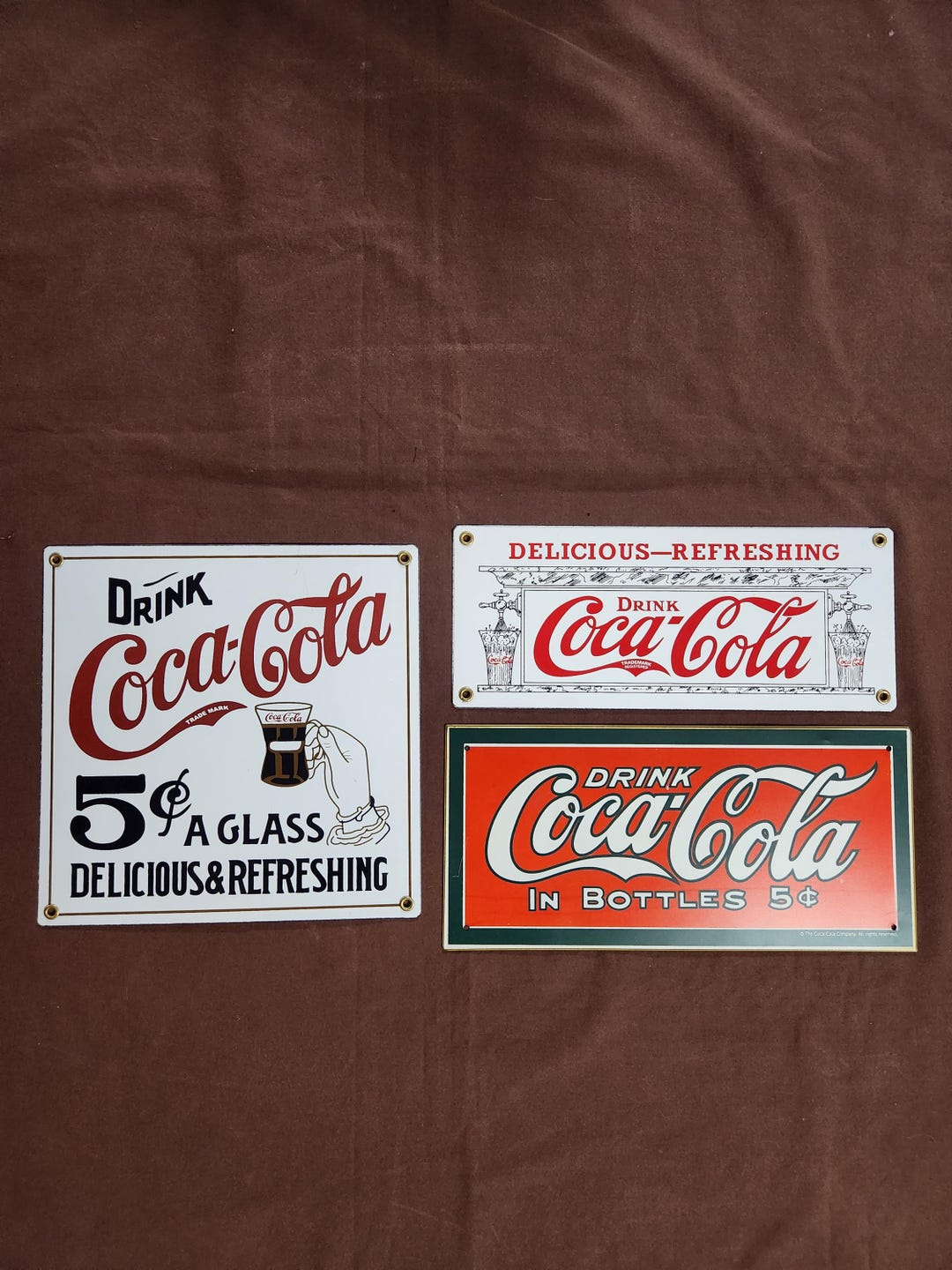 Various Drink Coca-cola Porcelain/metal Signs (each Sold Separately ...