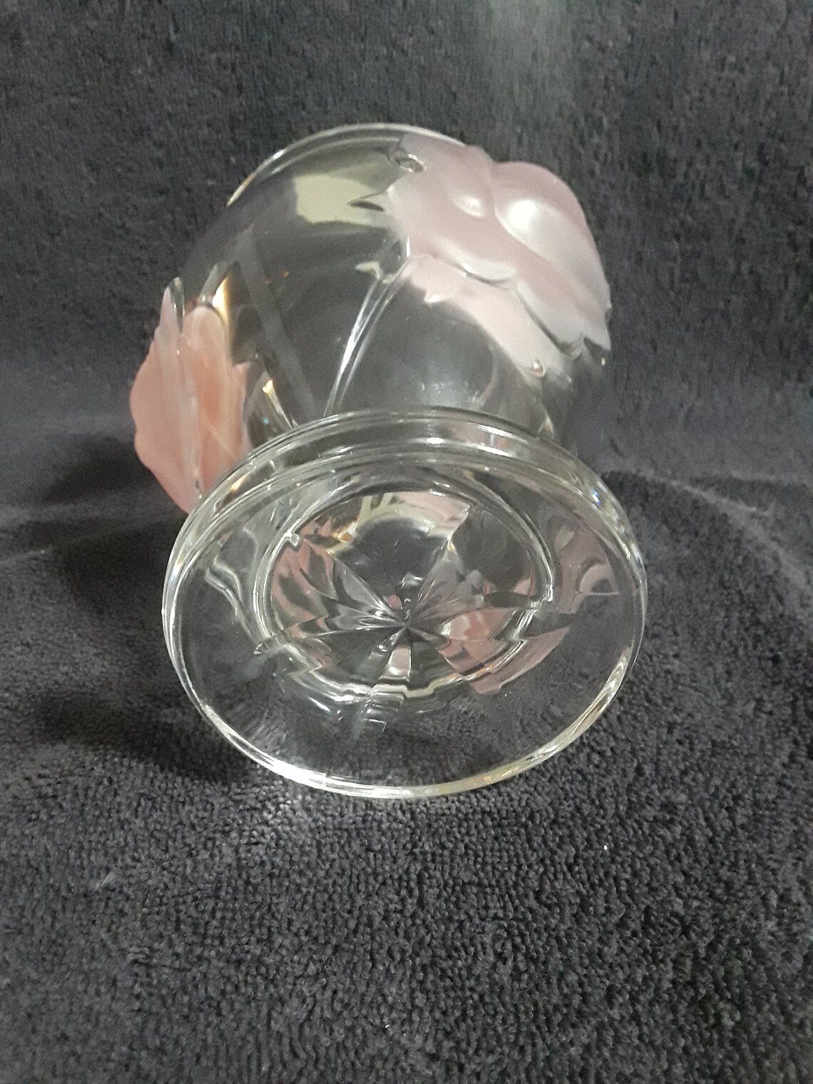A Teleflora Gift Clear Glass Vase With Pink Frosted Roses - Etsy