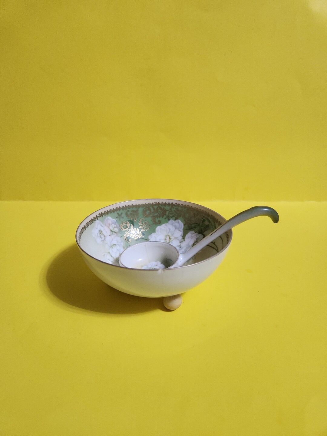 Small RS Bone China Floral Footed Bowl With Ladle, Made in Germany ...