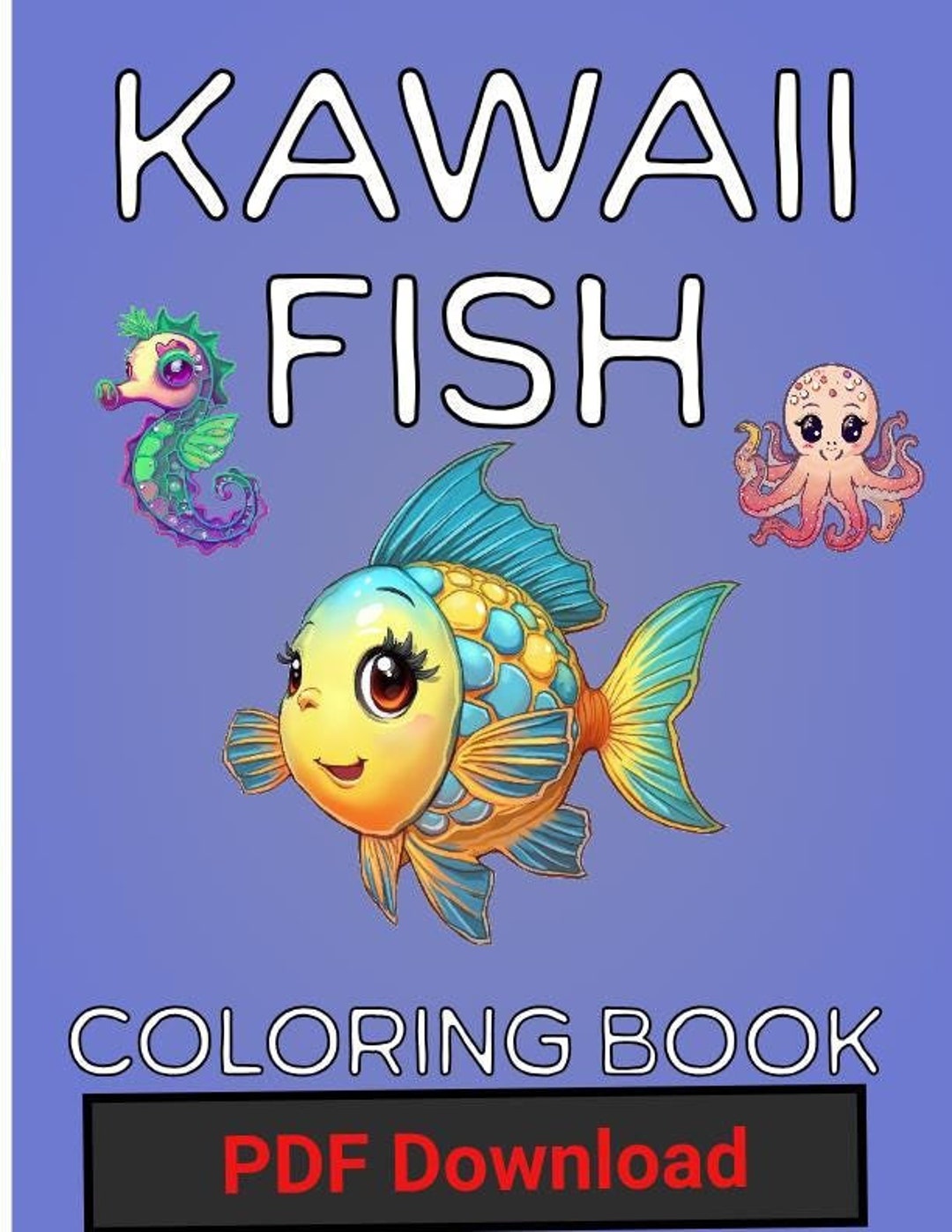 Kawaii Ocean Coloring Pages – Cute Fish and Marine Life for Kids ...