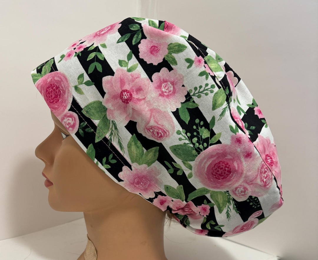 Pink Roses Euro Surgical Scrub Cap Nurse Doctor Tech OR Cap - Etsy