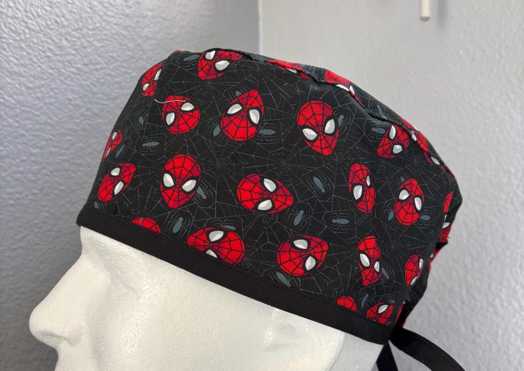 Spiderman Unisex Pixie Surgical Scrub Cap - Etsy