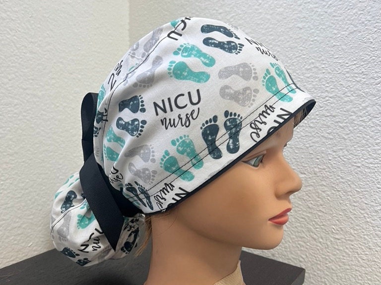 NICU Nurse Ponytail Surgical Scrub Cap Nurse Cap Doctor Cap Tech Cap - Etsy