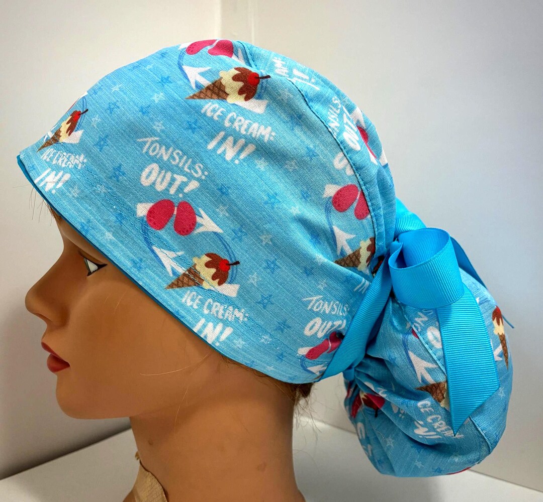 Tonsils Out Ponytail Surgical Scrub Cap Nurse Doctor Tech Cap - Etsy