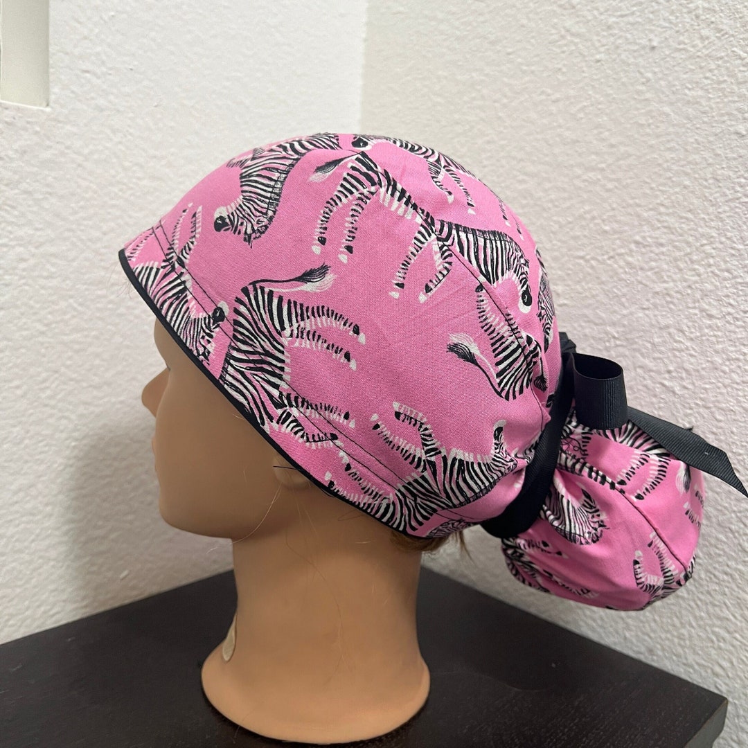 Zebra Ponytail Surgical Scrub Cap Nurse Cap Doctor Cap Tech Cap - Etsy