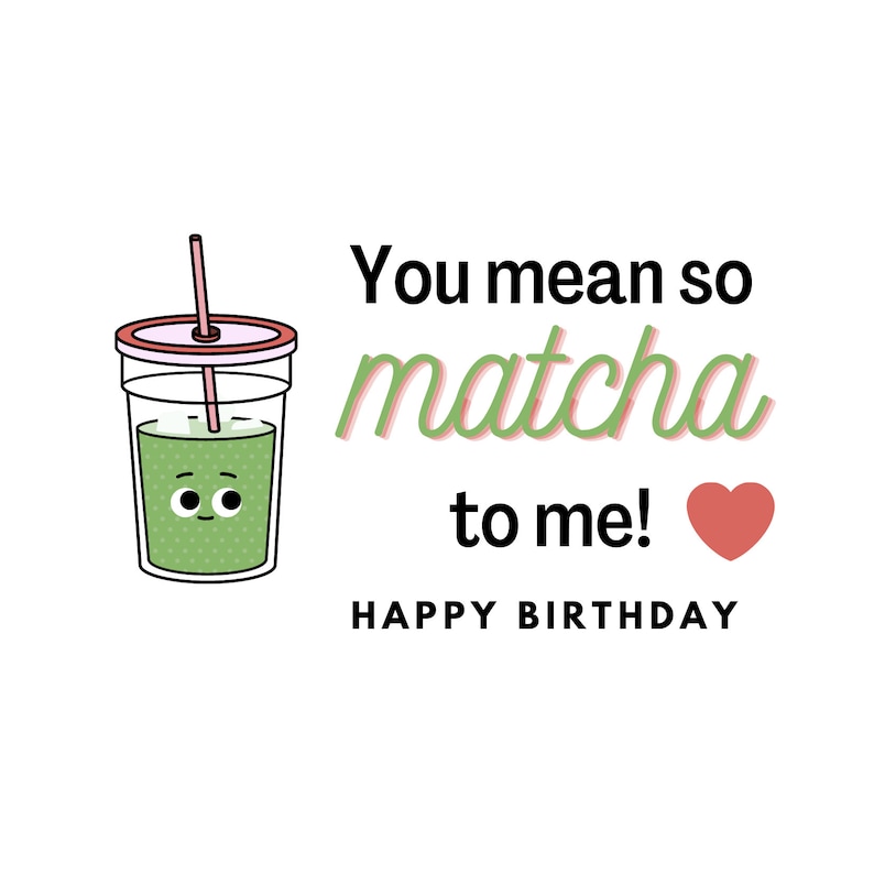 MATCHA Happy Birthday Card Printable Card Digital Download - Etsy