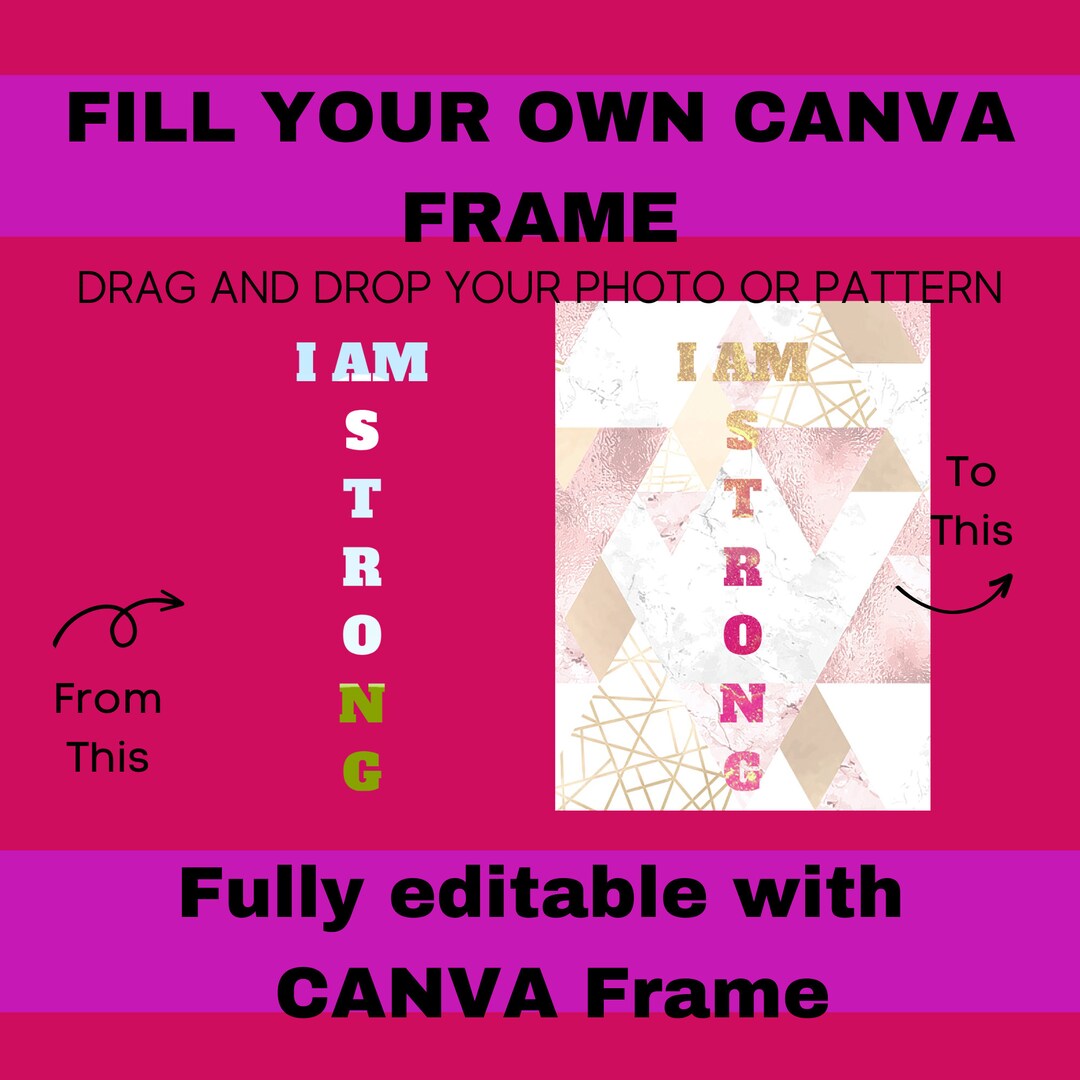 Strong Editable Canva Frame, Canva Word Art, Digital Word Art, Digital ...